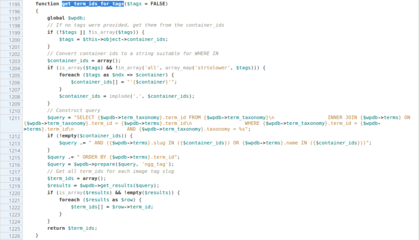 SQL Injection Vulnerability in NextGEN Gallery for WordPress