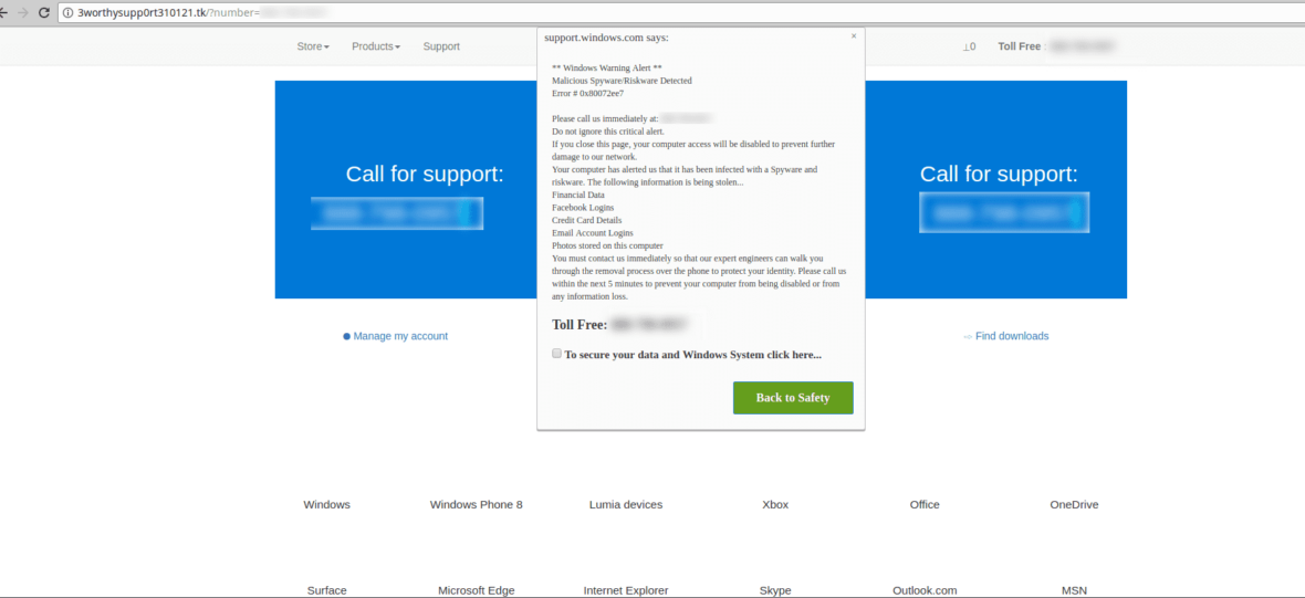Reverse Javascript Injection Redirects to Support Scam on WordPress