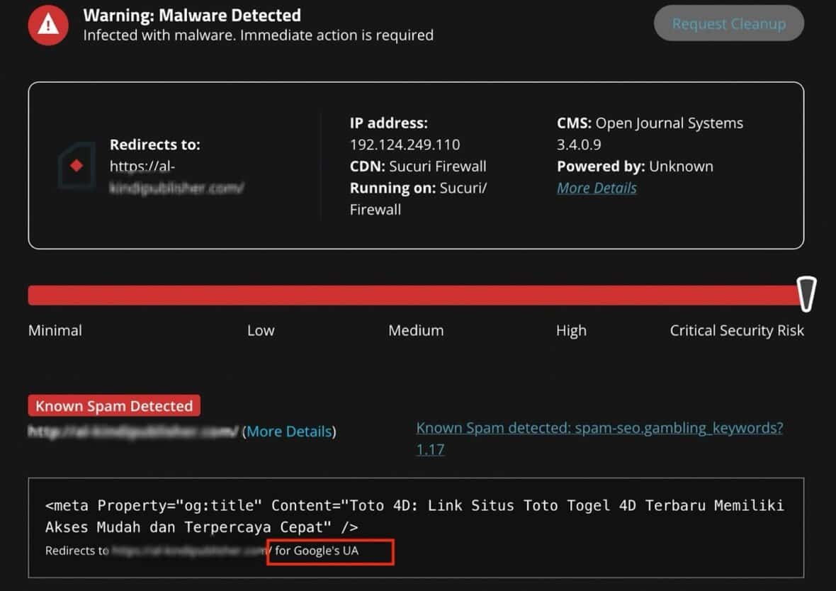Google Sees Spam, You See Your Site: A Cloaked SEO Spam Attack